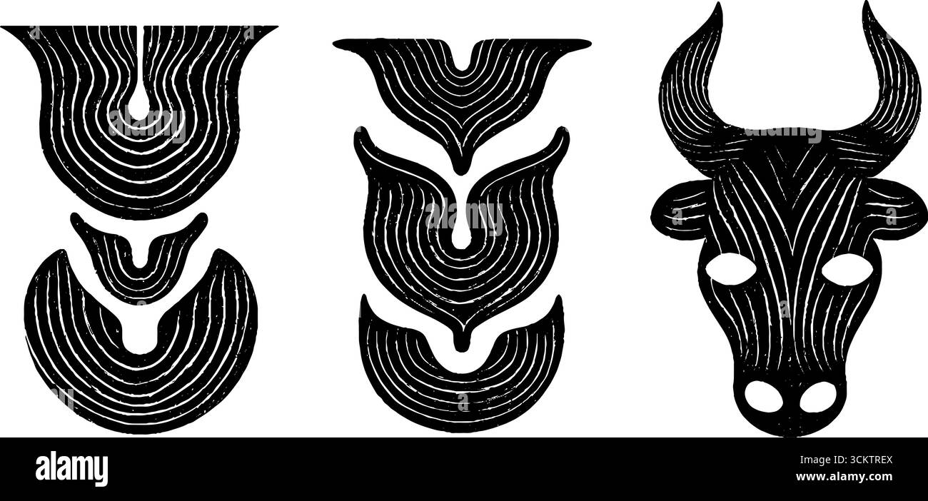 Ancient bull carving Stock Vector Images - Alamy