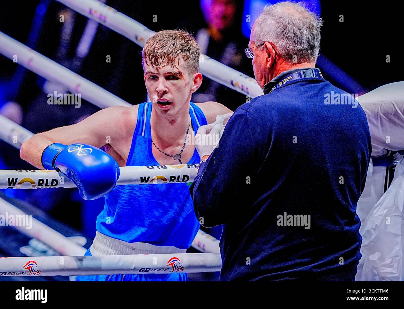 Ireland's Patsy Joyce (Blue) and Spain's Rafael Lozano Serrano (Red ...