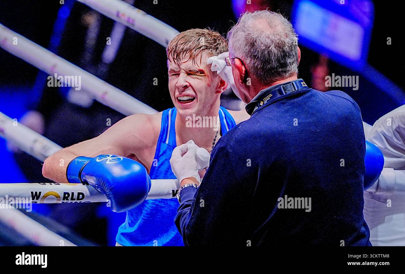 Ireland's Patsy Joyce (Blue) and Spain's Rafael Lozano Serrano (Red ...