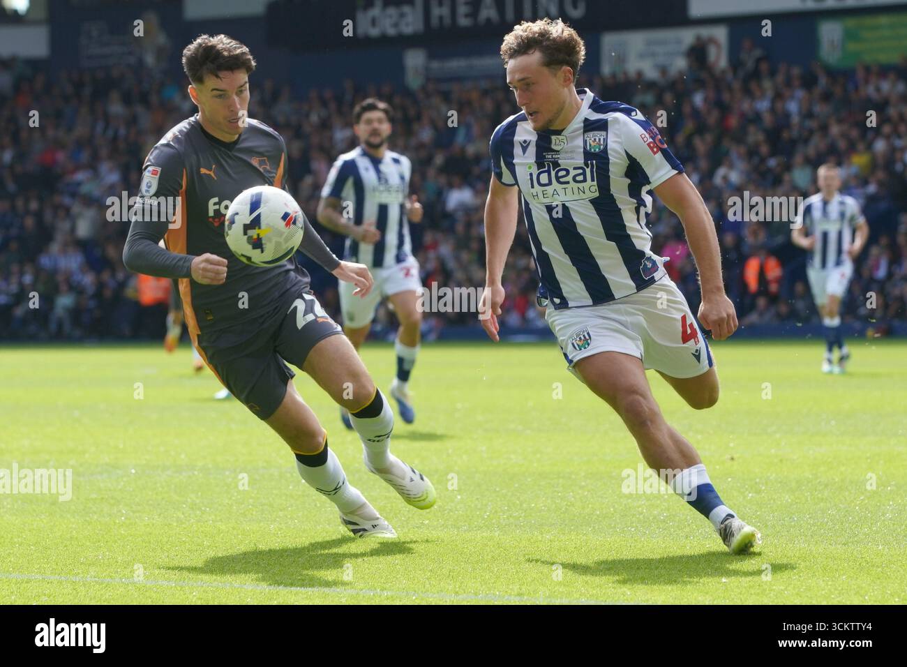 West Bromwich Albion's Callum Styles (left) and Derby County’s Max ...