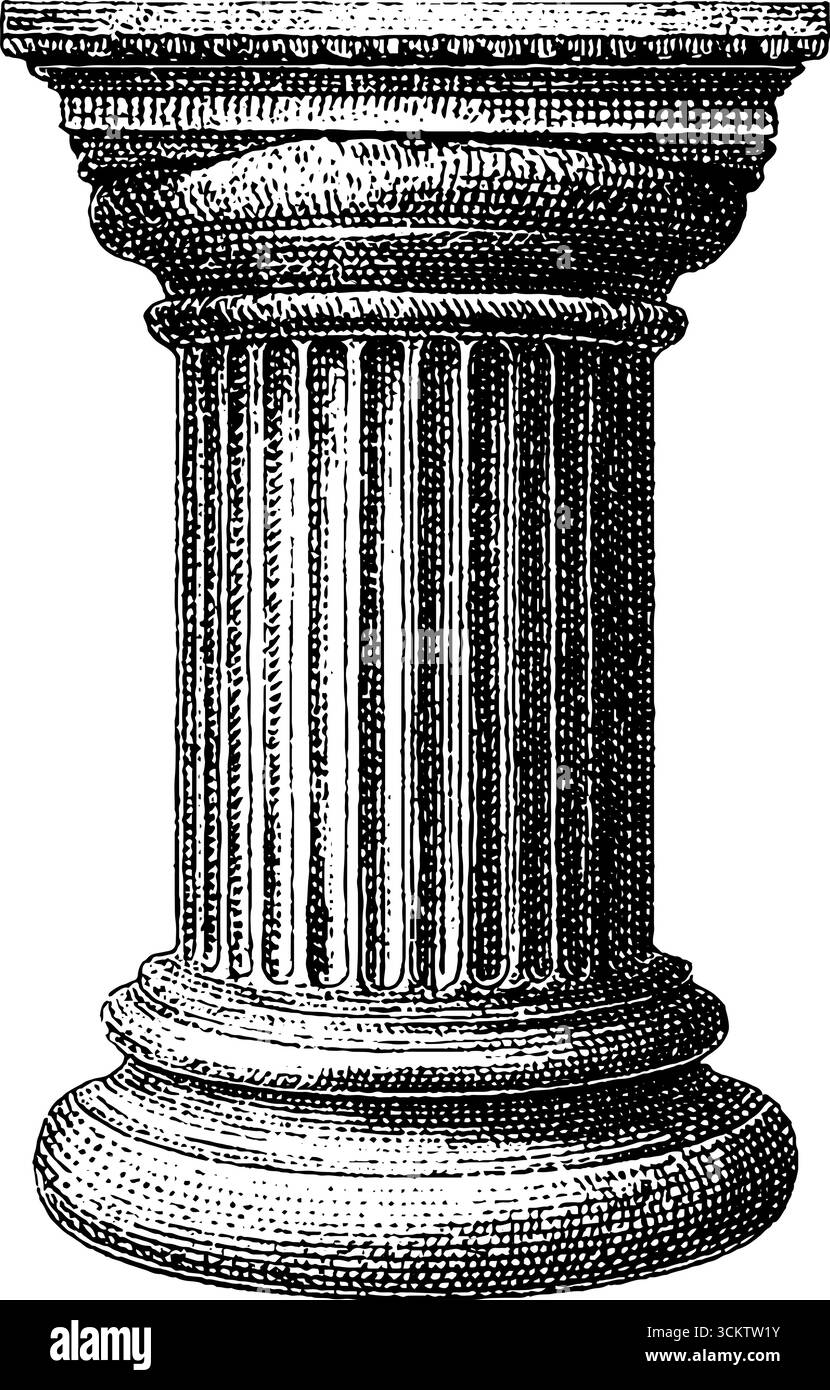 Doric column base in vintage engraving style for architectural art and ...