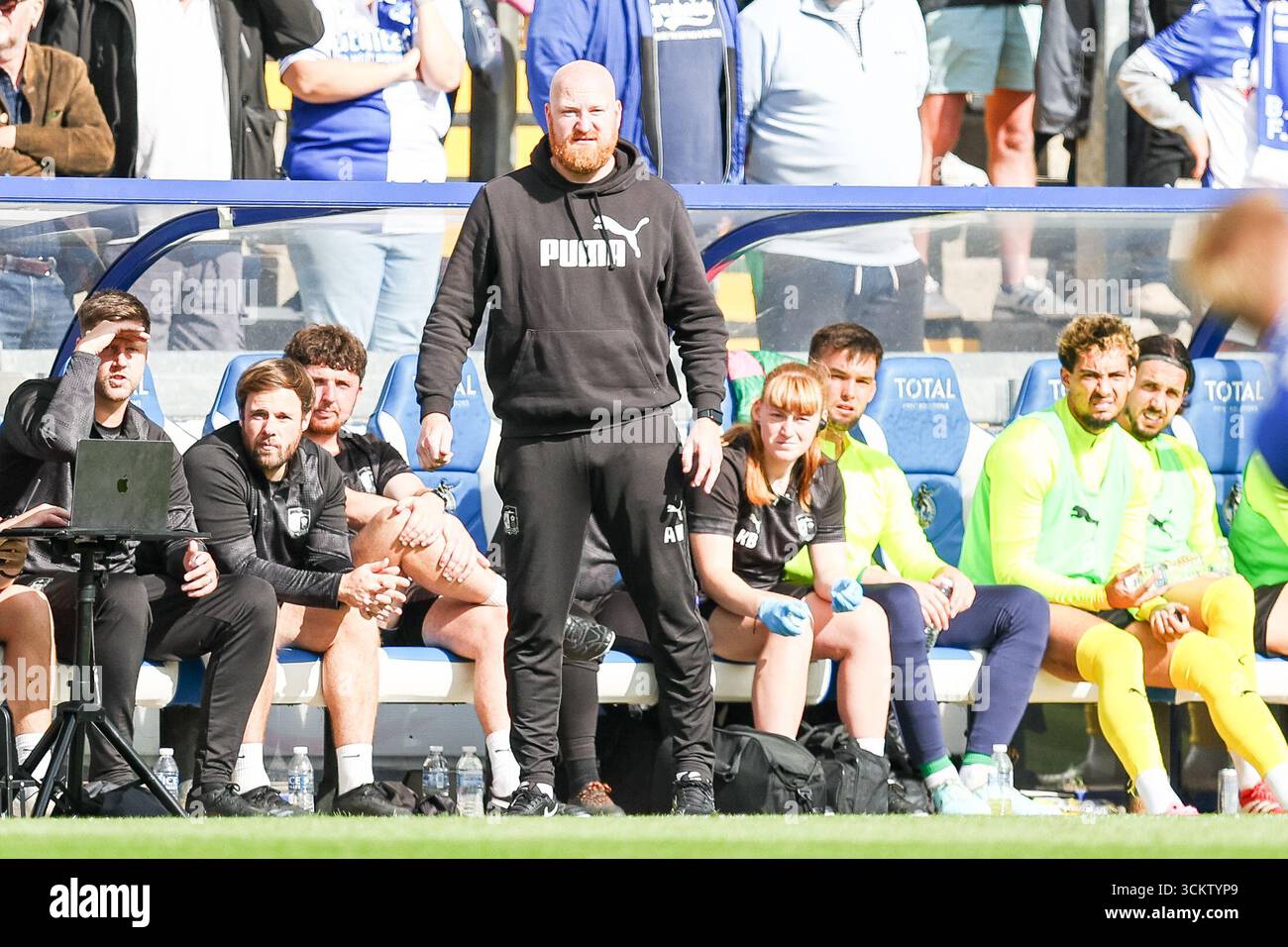 Barrow's Andy Whing watches the action during the Sky Bet League 2 ...