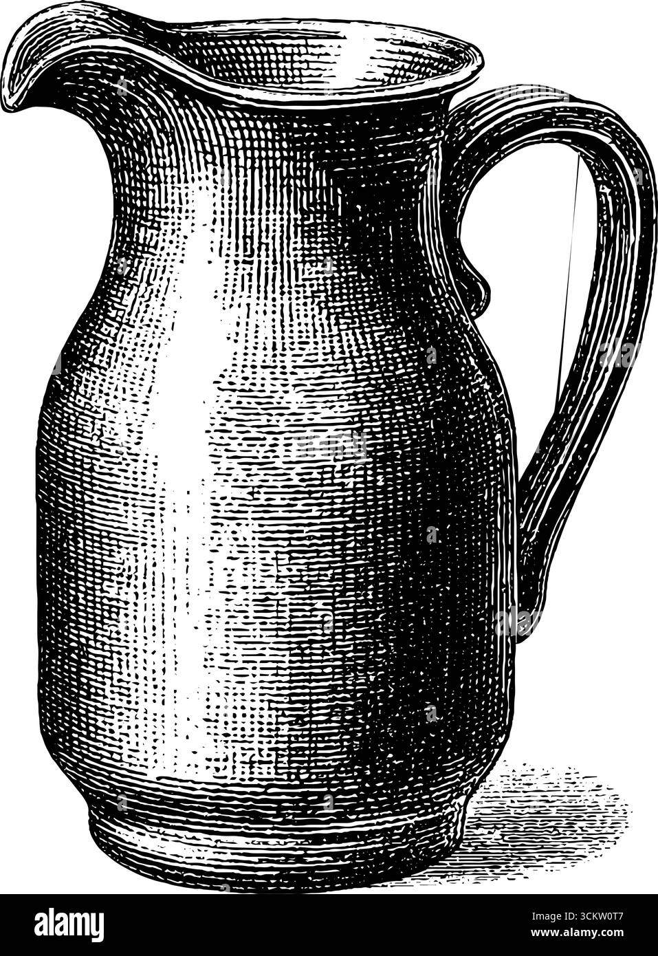 Vintage goat milk jug with intricate engraving style design for rustic ...