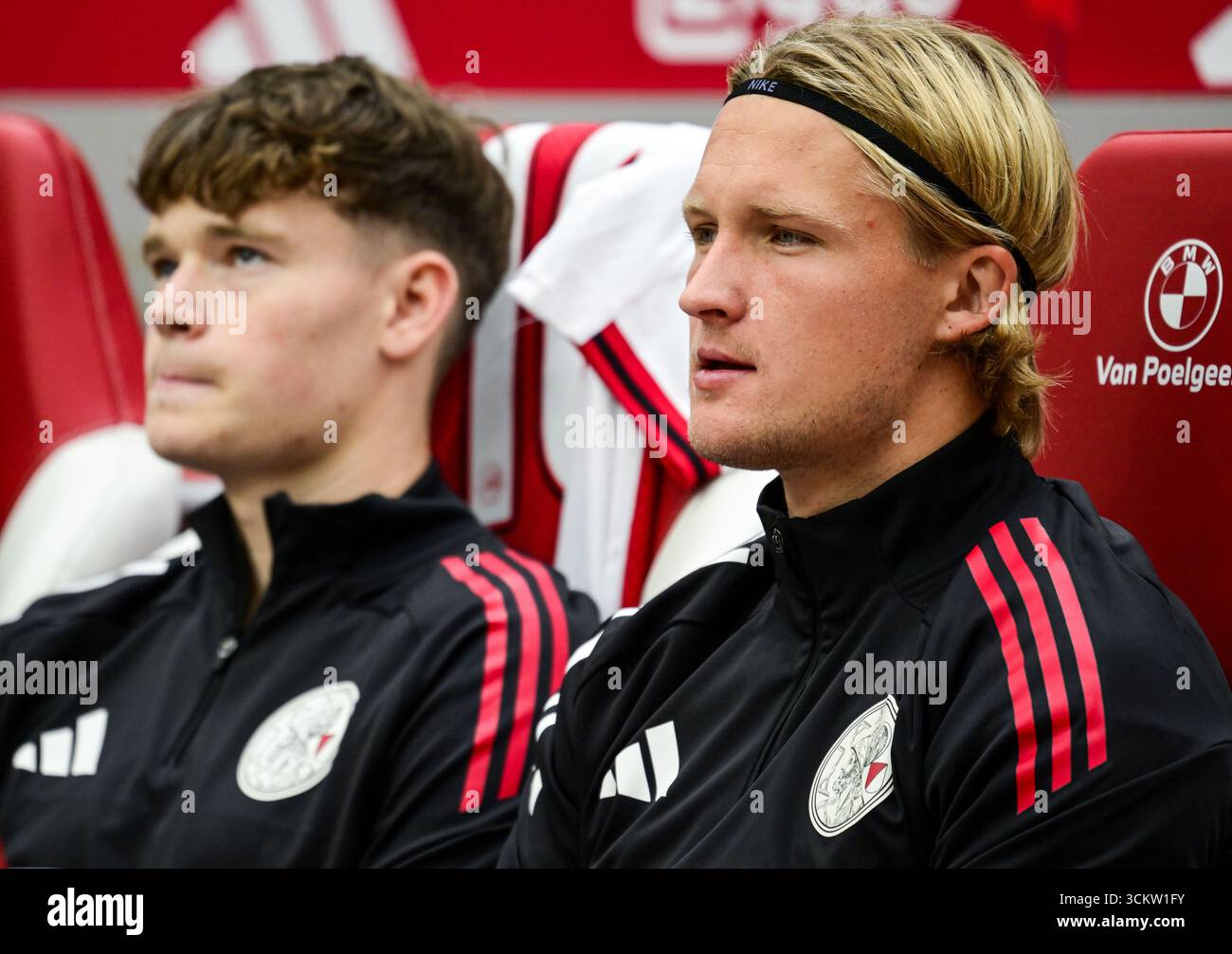 AMSTERDAM - (l-r) James McConnell of Ajax, Kasper Dolberg of Ajax ...
