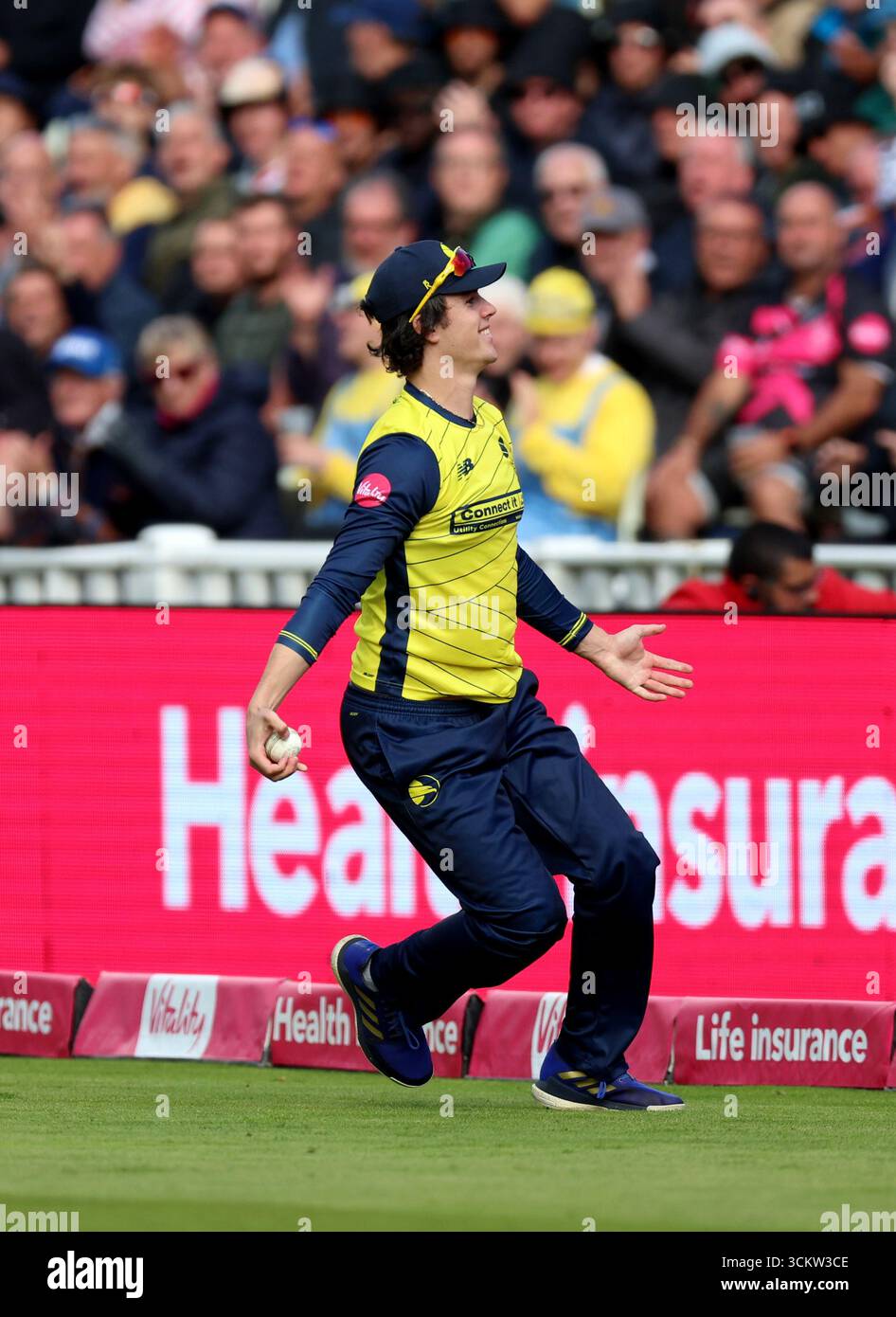 Hampshire's Ali Orr celebrates catching out Northamptonshire's Saif ...