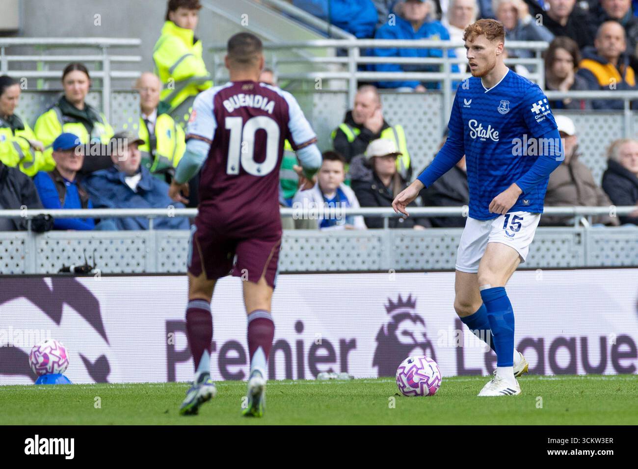 Jake O'Brien #15 of Everton F.C. during the Premier League match ...