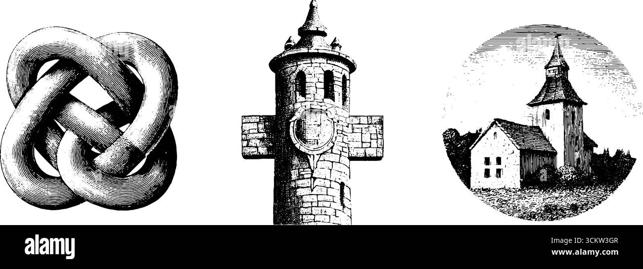 Celtic knot design and round tower architecture for cultural and ...