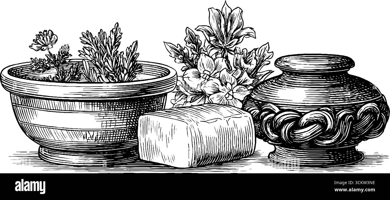 Celtic and french dairy set with textured butter, curd bowl, and floral ...