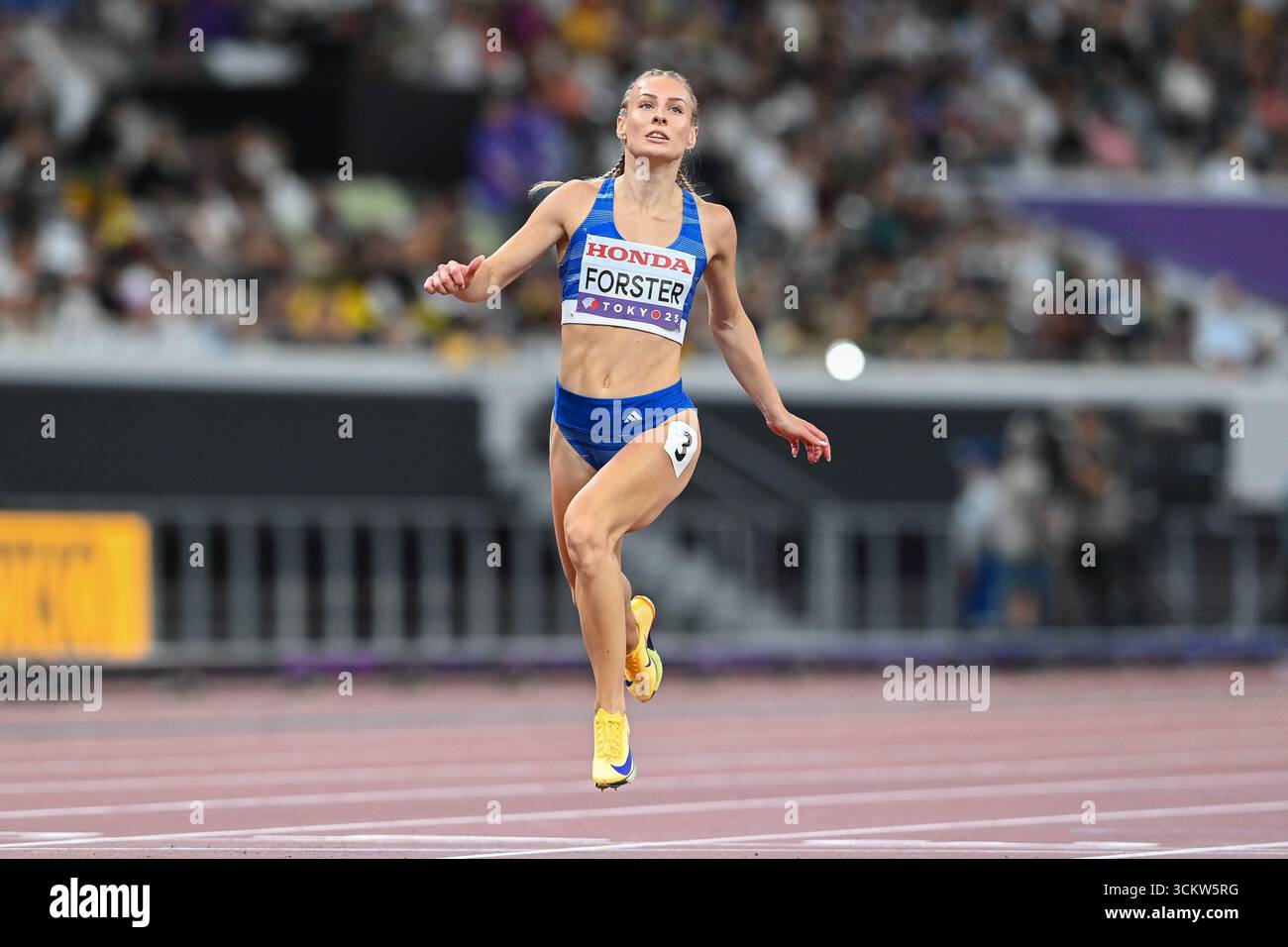 Viktoria Forster (Slovakia) during the 100 metres heat race during the ...