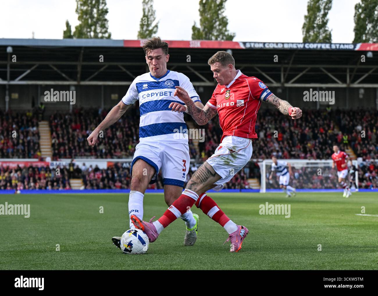 Jimmy Dunne of Queens Park Rangers and Wrexham's James McClean battle ...