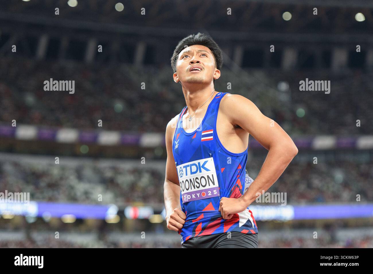 Puripol Boonson (Thailand) after the 100 metres heat race during the ...