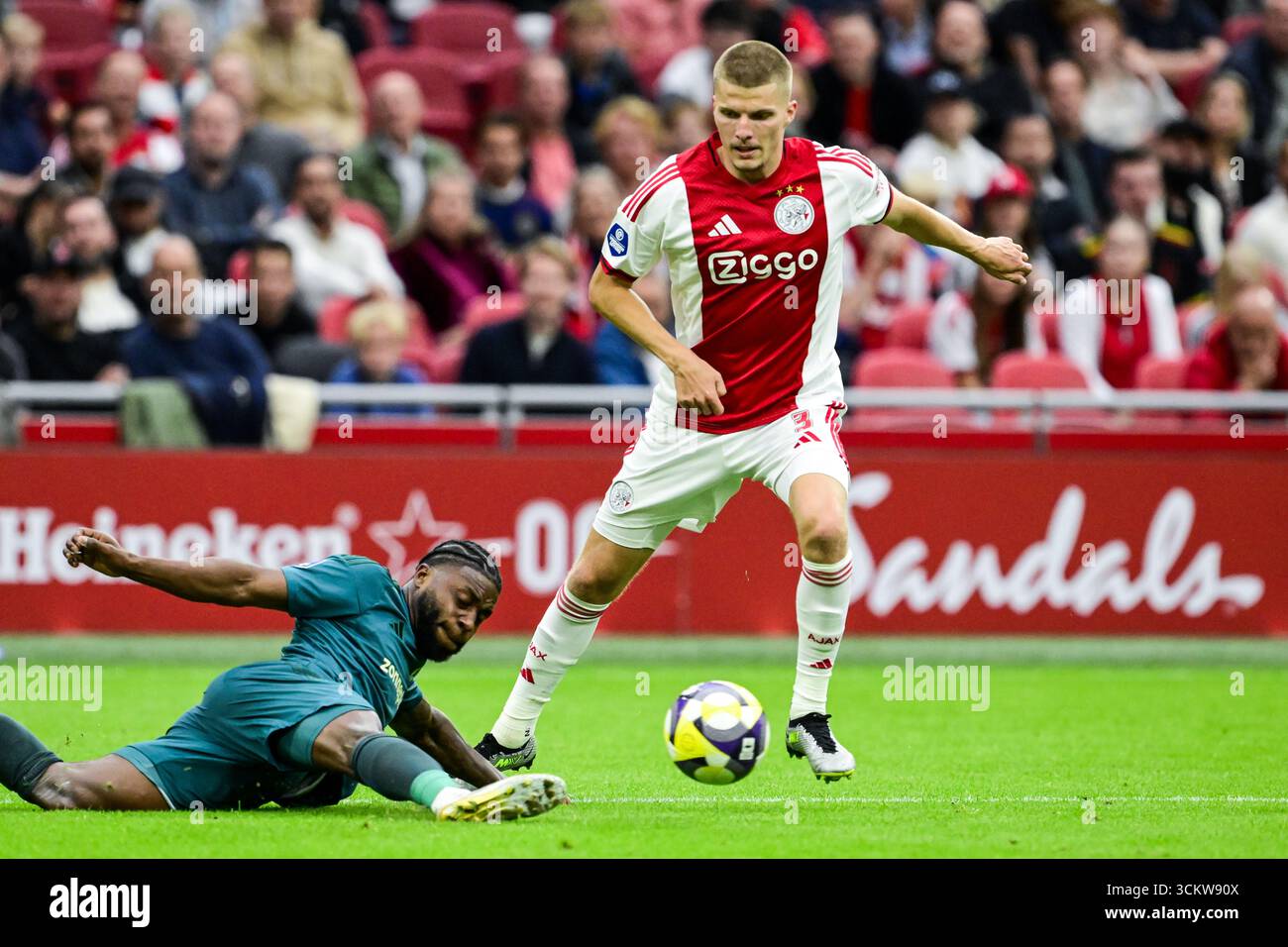 AMSTERDAM – (l-r) Sherel Floranus of PEC Zwolle, Anton Gaaei of Ajax during the Dutch Eredivisie ...