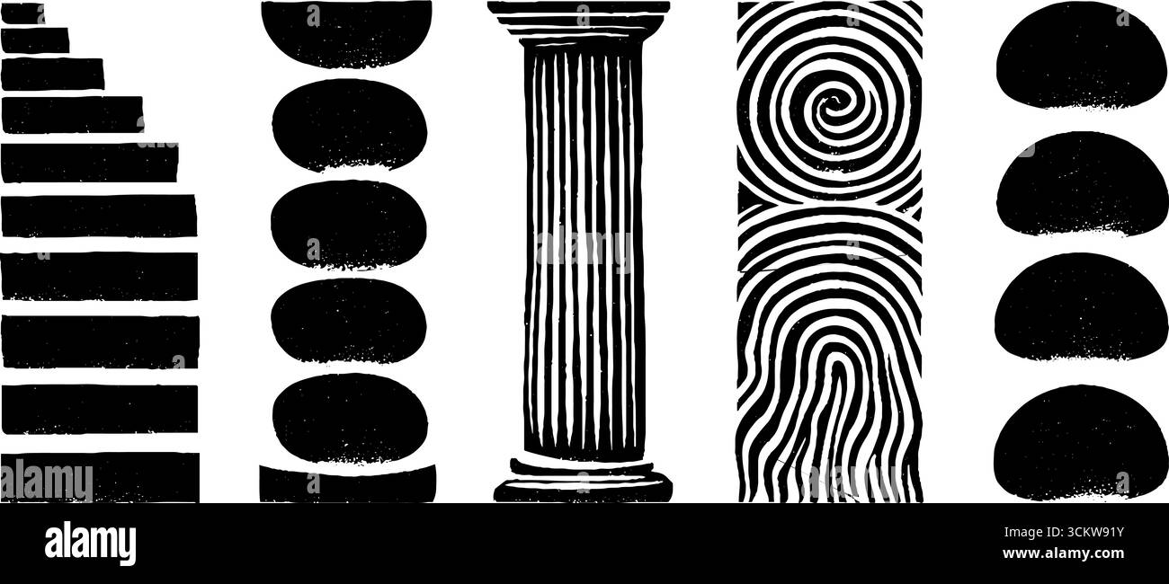 Abstract marble stair and pillar shadow with geometric figural design ...