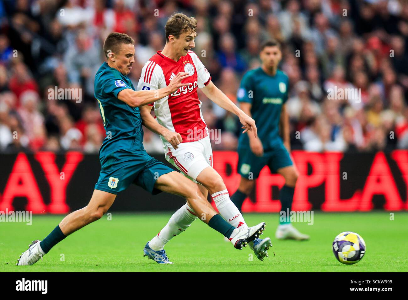AMSTERDAM - (l-r) Ryan Thomas of PEC Zwolle, Youri Baas of Ajax during ...