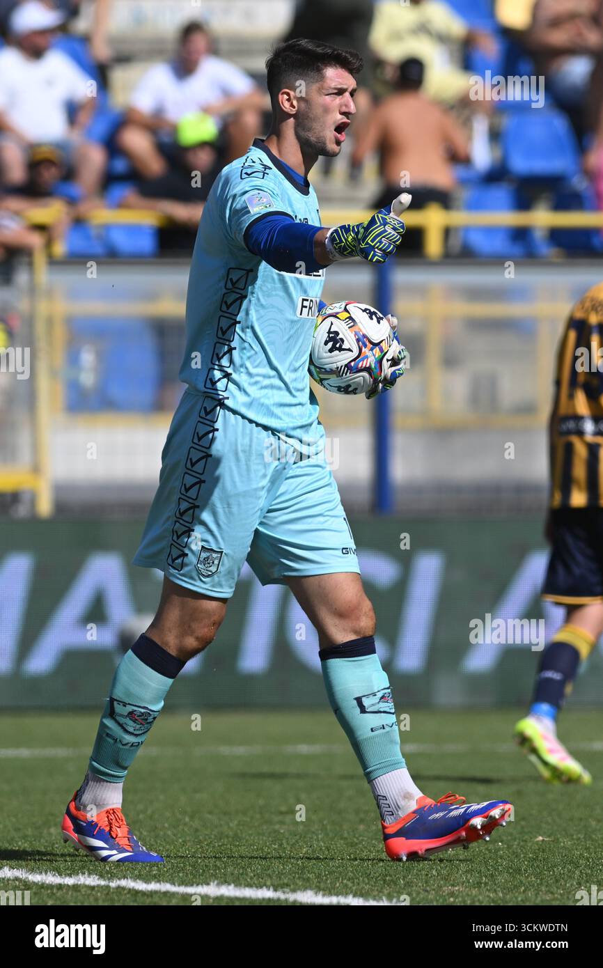 Alessandro Confente of SS Juve Stabia gestures Castellamare di Stabia ...