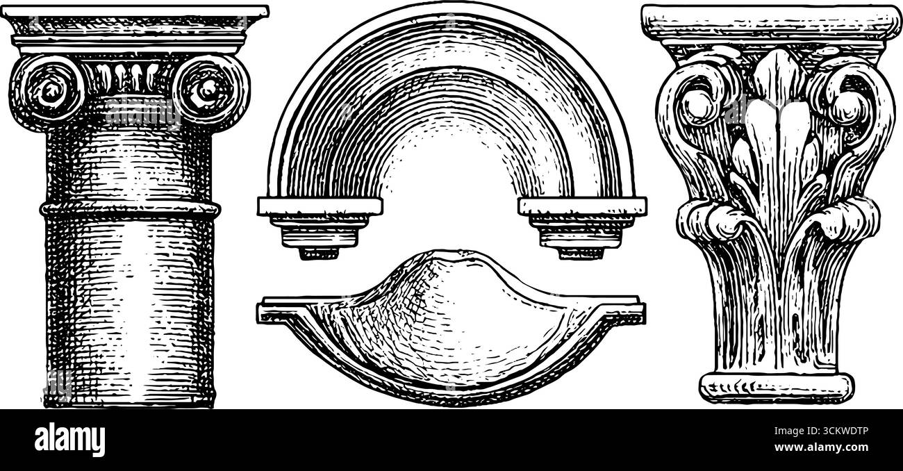 Ornamental ceiling plan and segmented arch design for architectural ...
