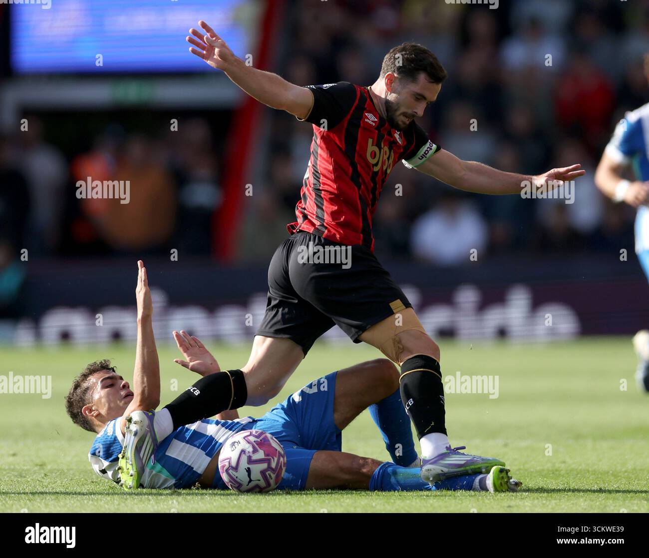 Brighton and Hove Albion's Yasin Ayari (left) and Bournemouth's Lewis ...