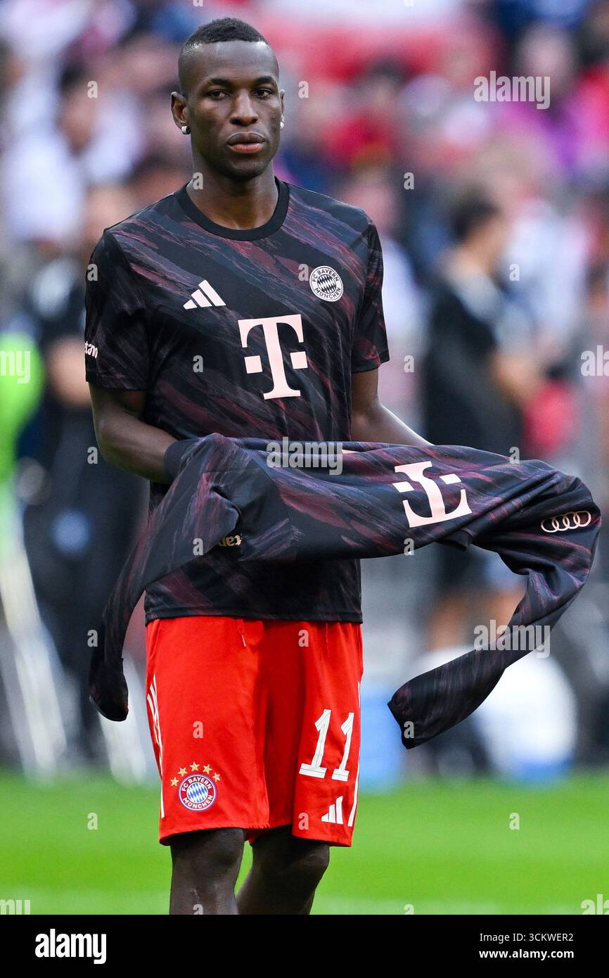 Munich's Nicolas Jackson before the German Bundesliga soccer match ...