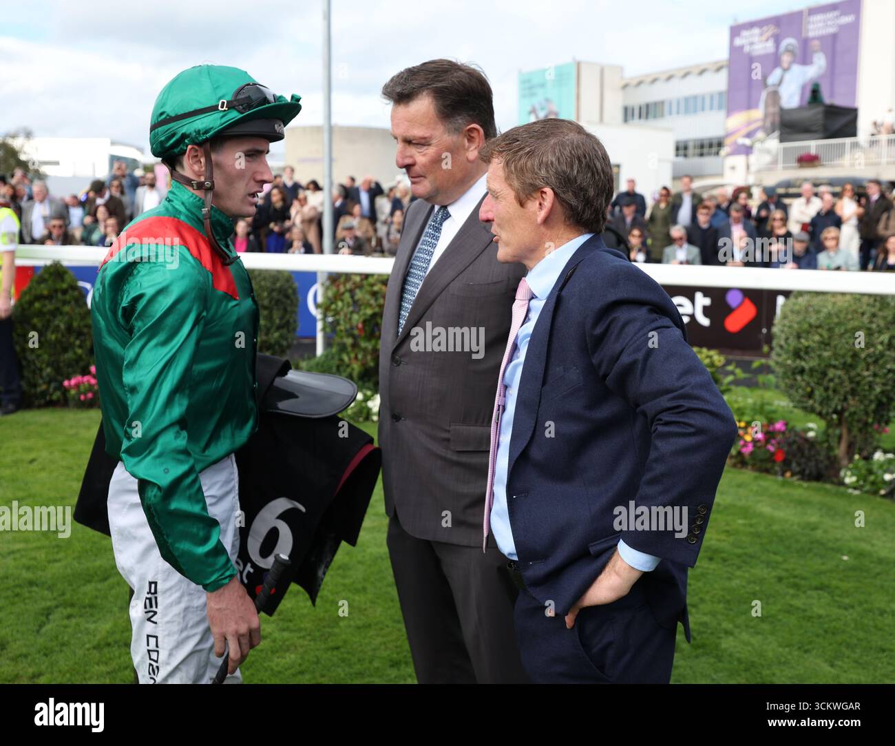 Trainer Johnny Murtagh (right) with jockey Ben Coen after riding ...