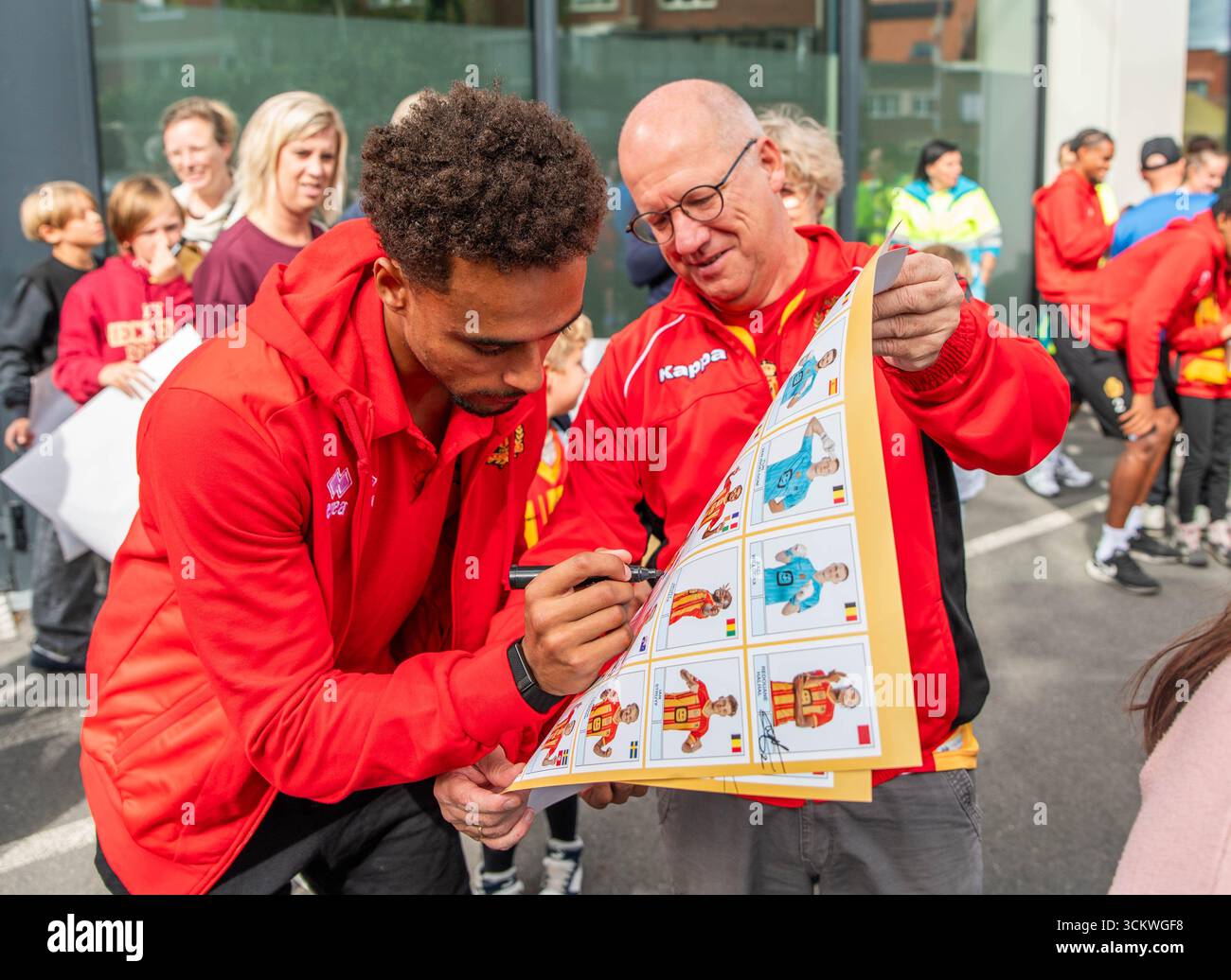 Mechelen's Tommy St. Jago signs an autograph during the fan day of JPL ...