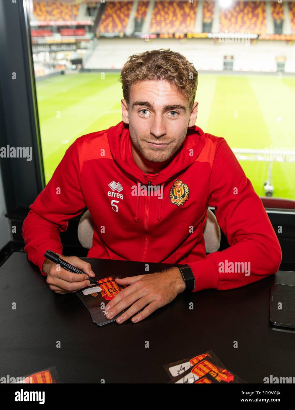 Mechelen's Ryan Teague pictured during the fan day of JPL soccer team ...