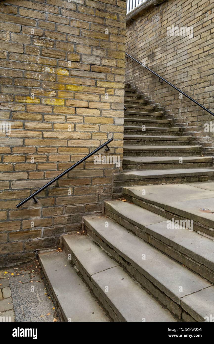 Victorian stone steps outside Salts Mill in Saltaire, Yorkshire. Mill ...