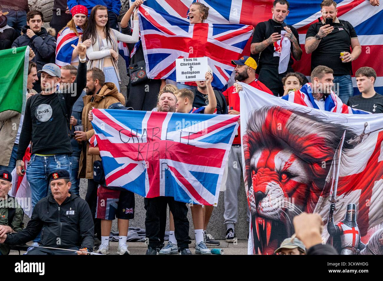 London, UK. 13 September 2025. A Charlie Kirk RIP message on a Union ...
