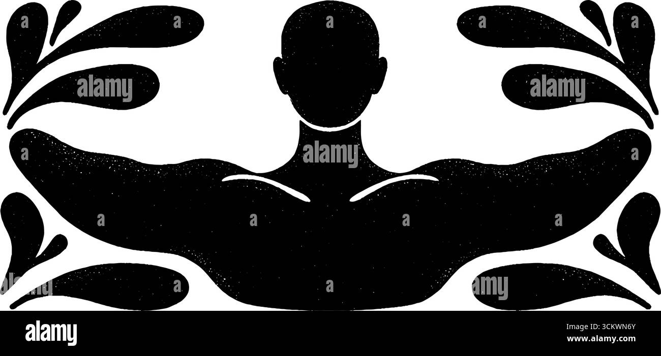 Minimalist silhouette of human figure with decorative elements for ...