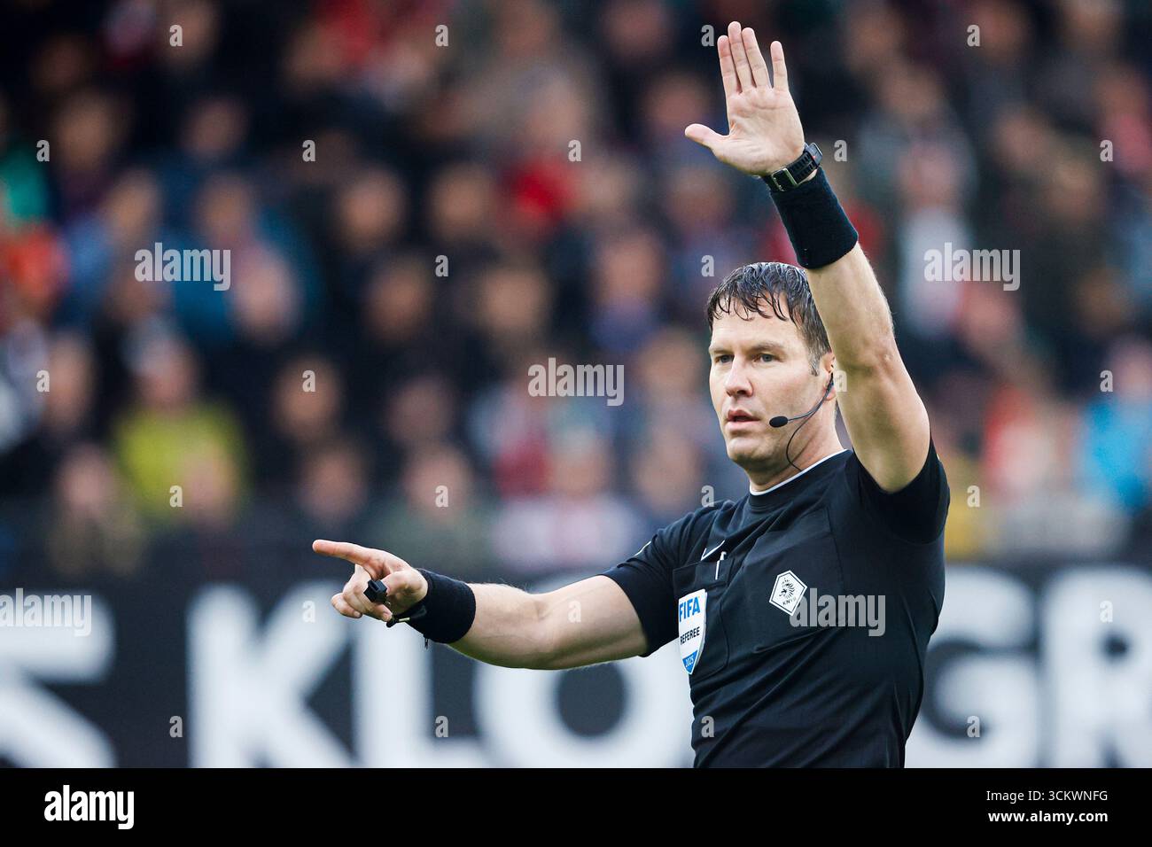 NIJMEGEN, NETHERLANDS - SEPTEMBER 13: Referee Danny Makkelie gestures ...