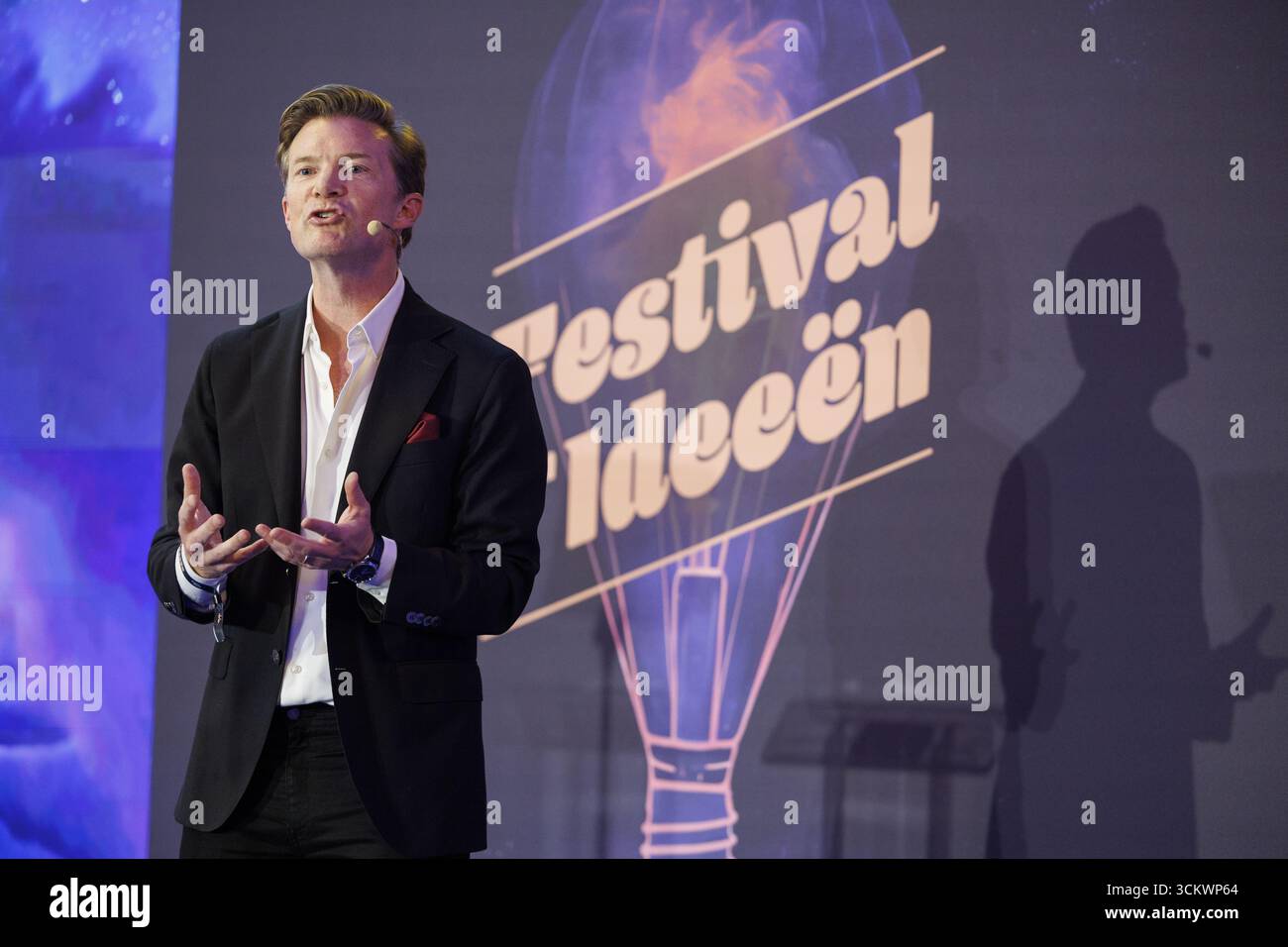 Johan Norberg delivers a speech at the Festival van ideeen (Festival of ...