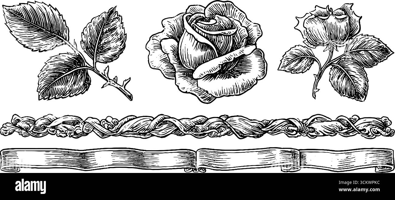 Embroidery ribbon Black and White Stock Photos & Images - Alamy