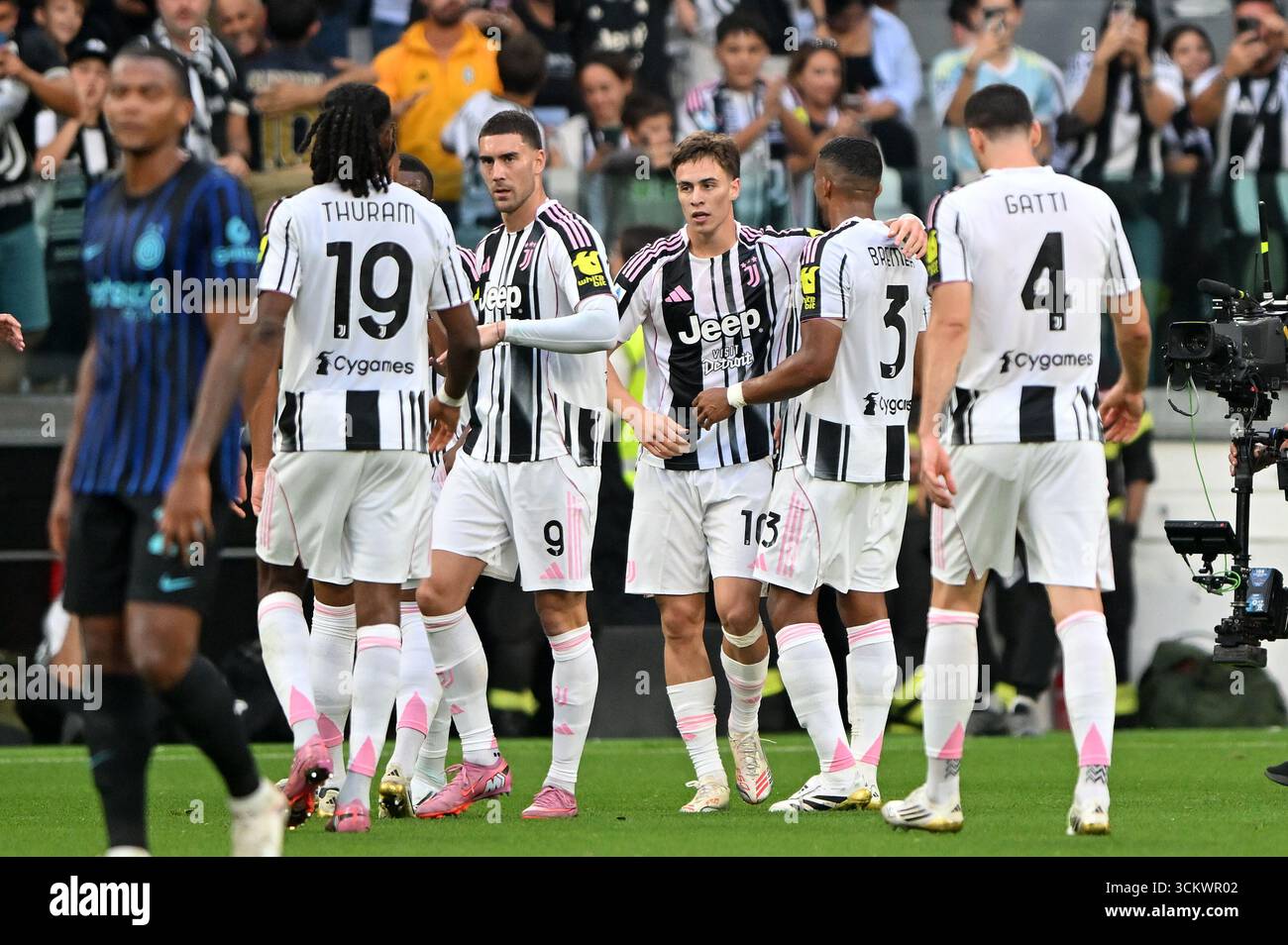 Kenan Yildiz of Juventus FC celebrates goal with teammates during the ...