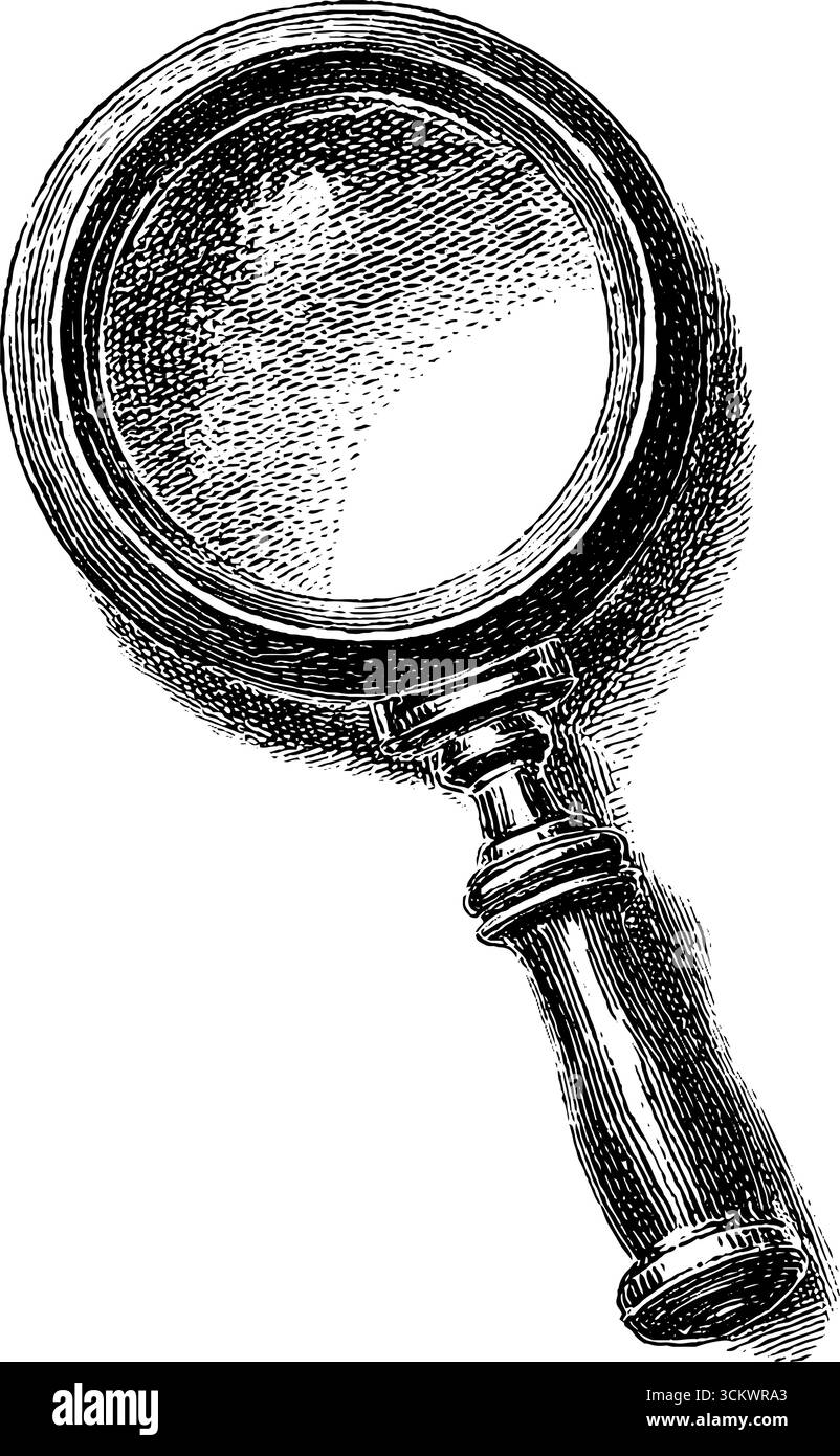 Vintage monocle engraving in pencil sketch style for classic design ...