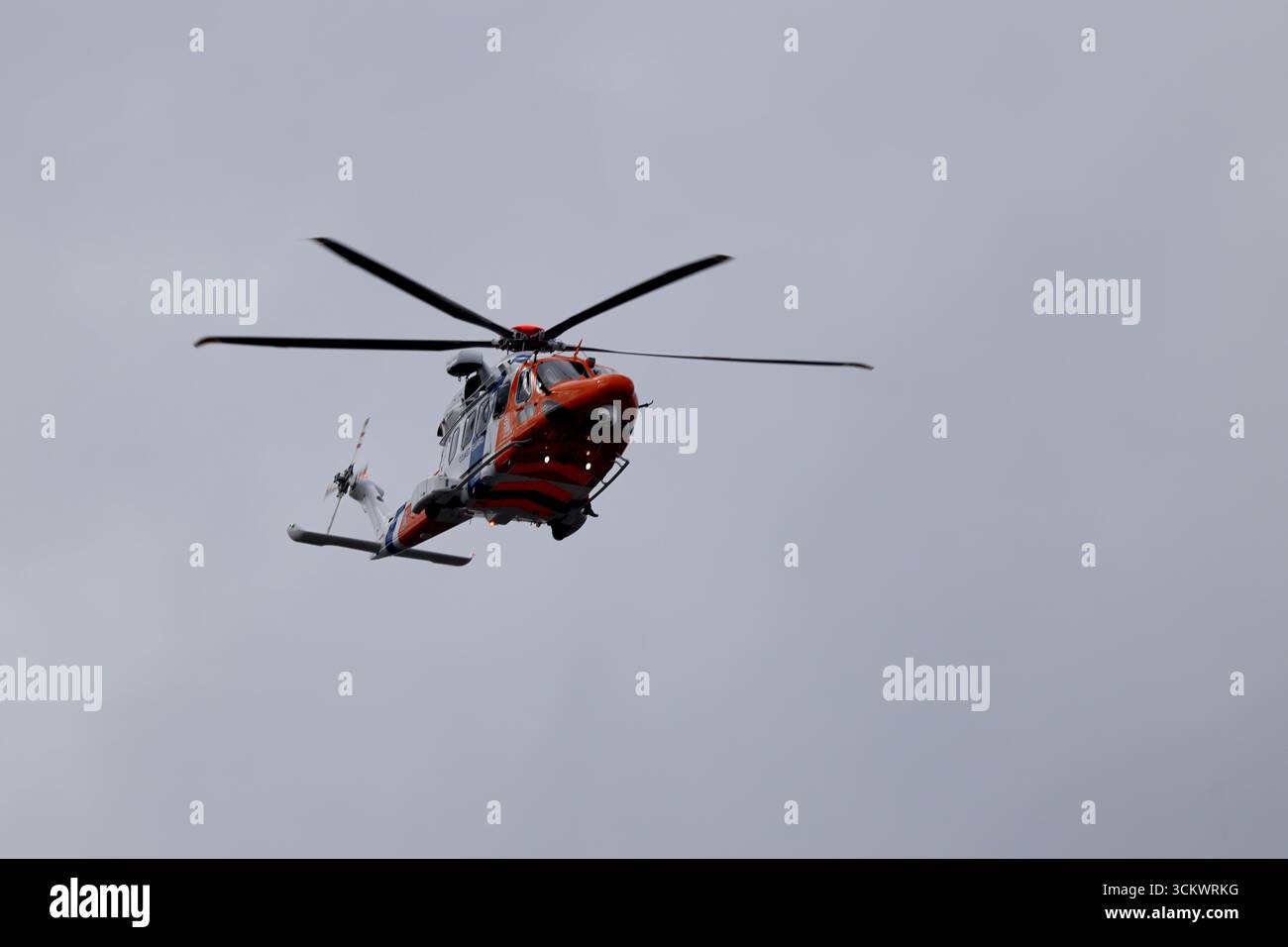 Netherlands Coast Guard Leonardo AW189 SAR helicopter banks over ...