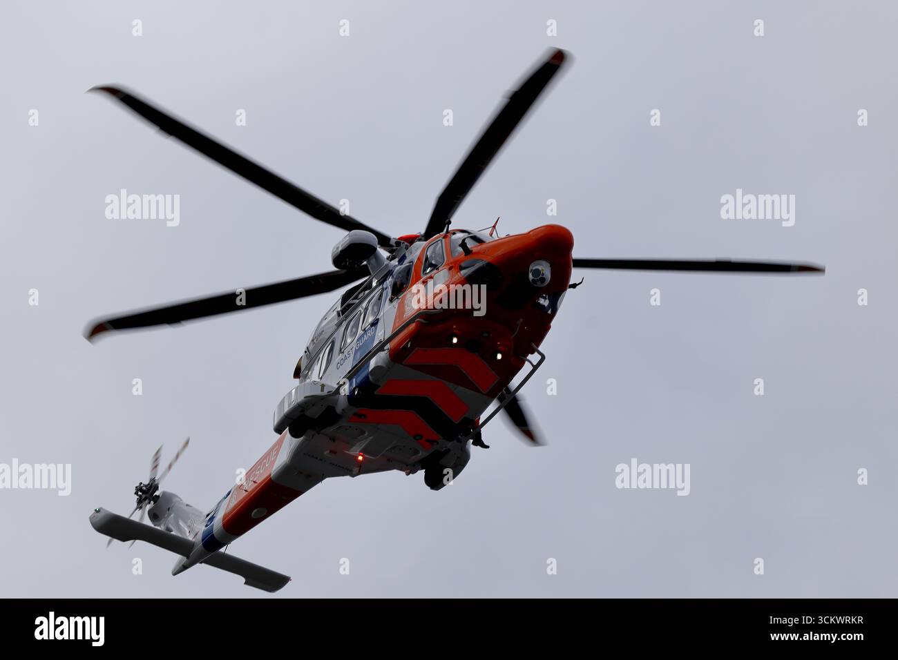 Netherlands Coast Guard Leonardo AW189 SAR helicopter banks over ...
