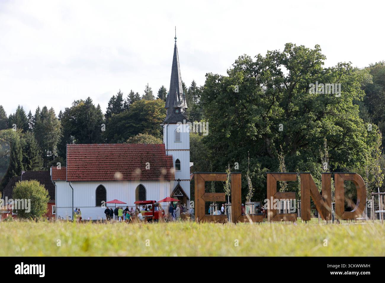13 September 2025, Saxony-Anhalt, Elend: View of the wooden church in ...