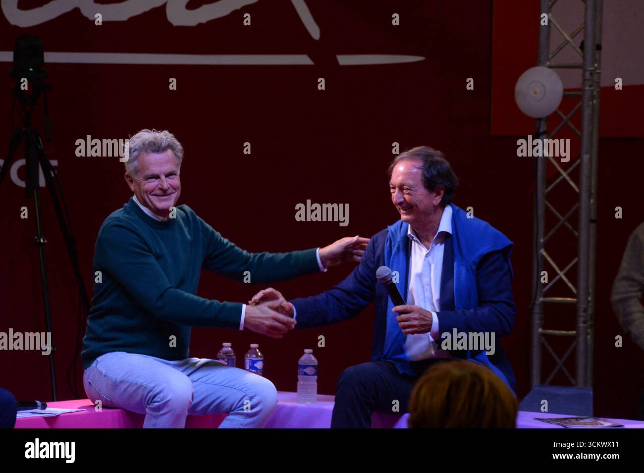 Fabien Roussel PCF and Chairman E.Leclerc Michel-Edouard Leclerc debate ...