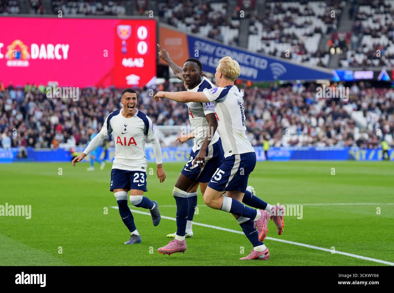 Tottenham Hotspur's Pape Matar Sarr (second right) celebrates after ...