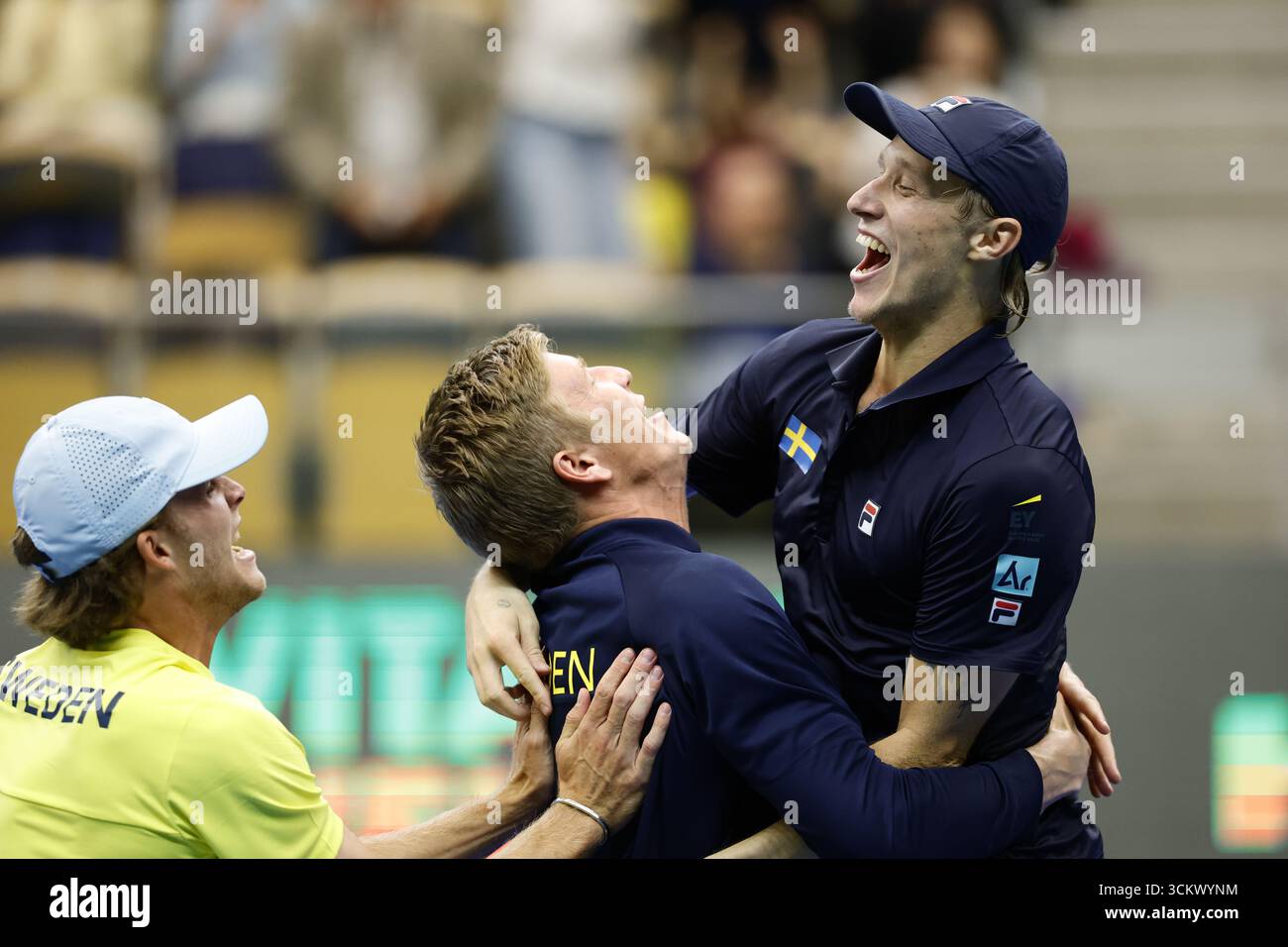 PARTILLE, SWEDEN 20250913Sweden's Leo Borg hugs coach Simon Asplin and ...