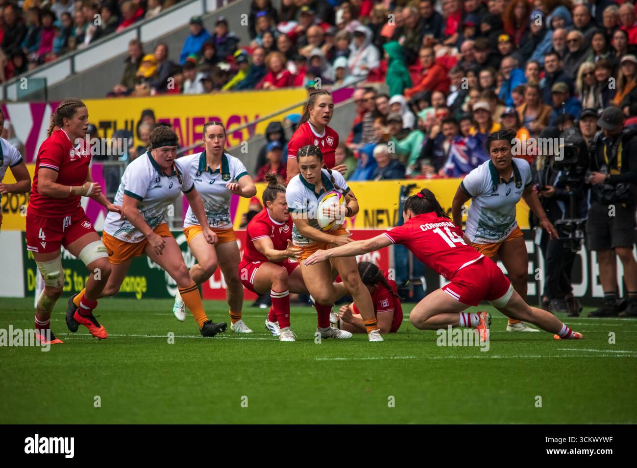 Bristol, UK, 13th September 2025 Australia wing Desiree Miller gets ...