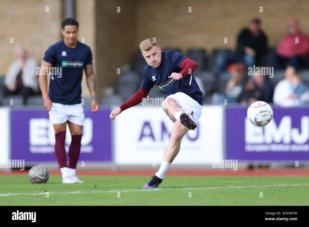 Jack Barham, of Chelmsford City, warming up before the match between ...