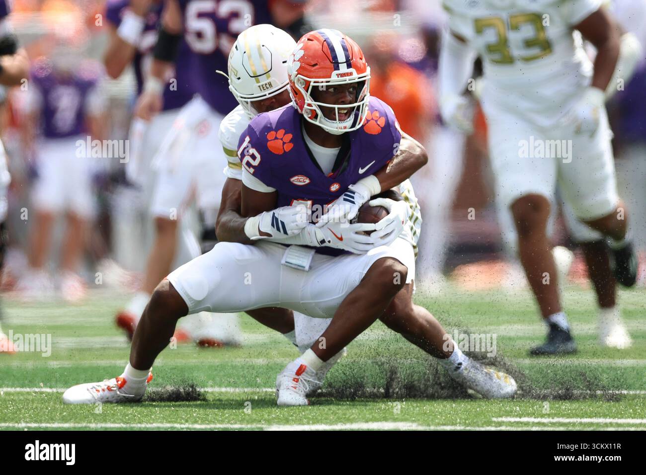 Clemson wide receiver Bryant Wesco Jr. (12) catches a pass during the ...