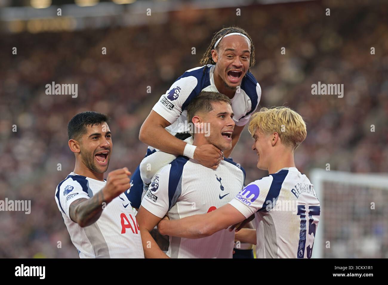 London UK 13th Sep 2025. GOAL Micky van de Ven of Tottenham Hotspur ...