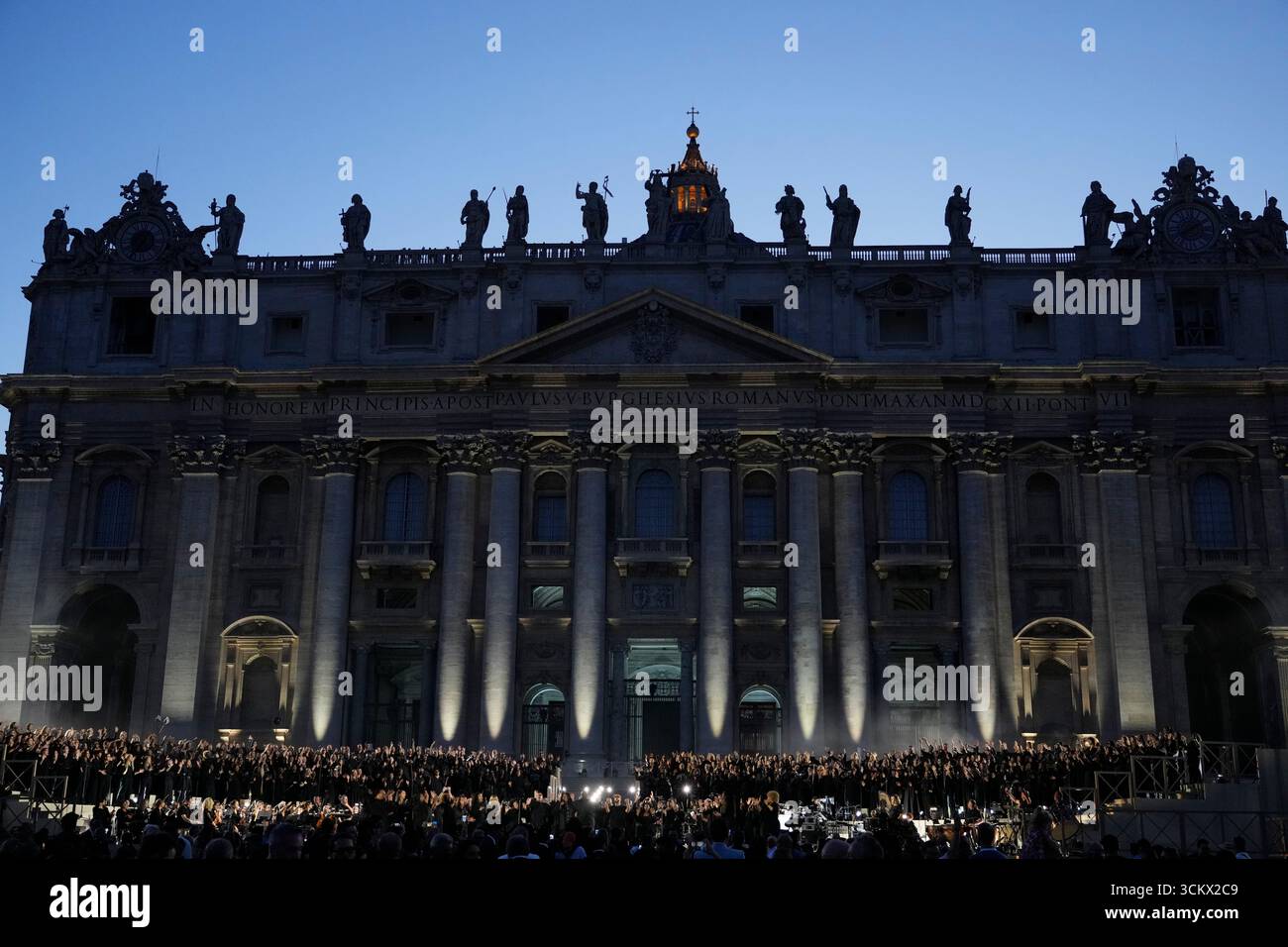 A view of the stage during a concert in St. Peter's Square for the ...