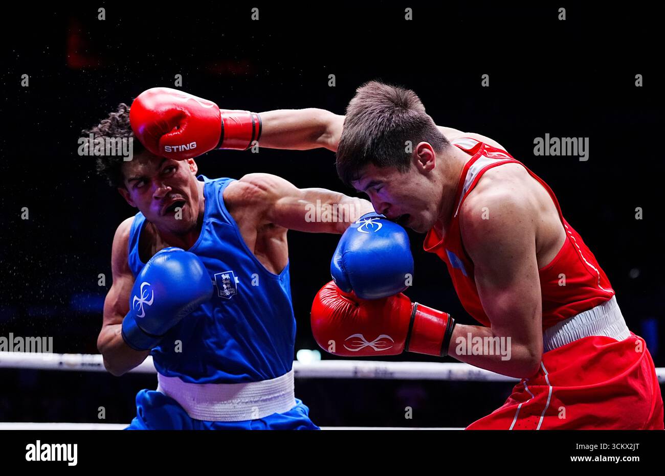 Odel Kamara (left) in action against Torekhan Sabyrkhan (right) on day ...