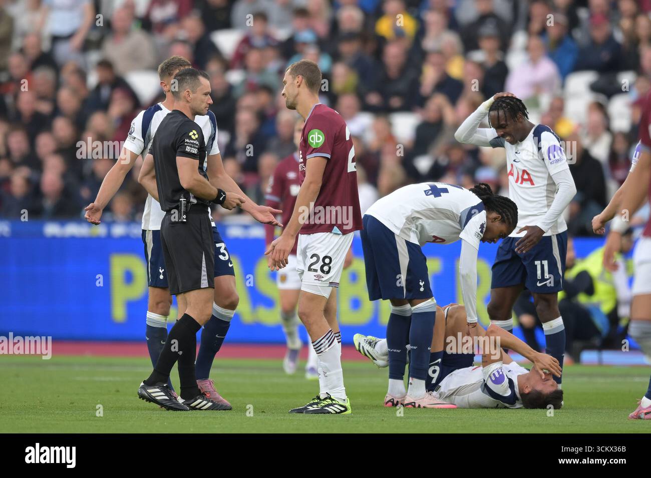 London UK 13th Sep 2025. Tomas Soucek of West Ham United receivesv a ...