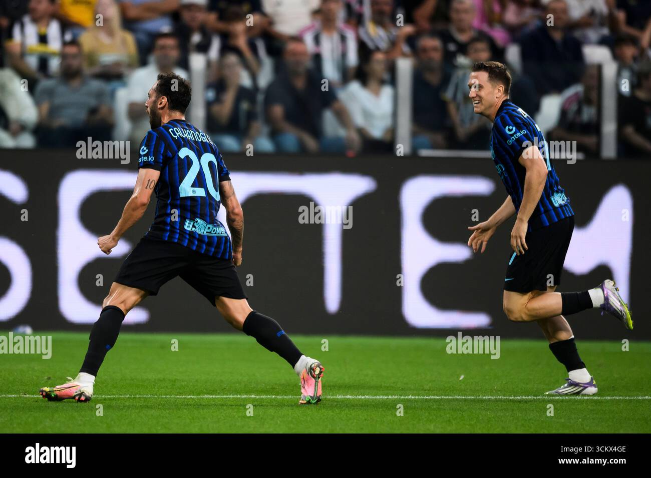 Hakan Calhanoglu of FC Internazionale celebrates after scoring a goal ...