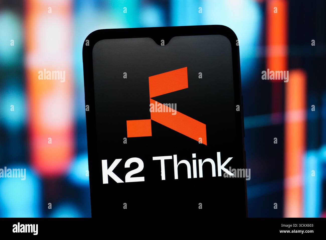 In this photo illustration, the K2 Think logo, an open-source Emirates ...