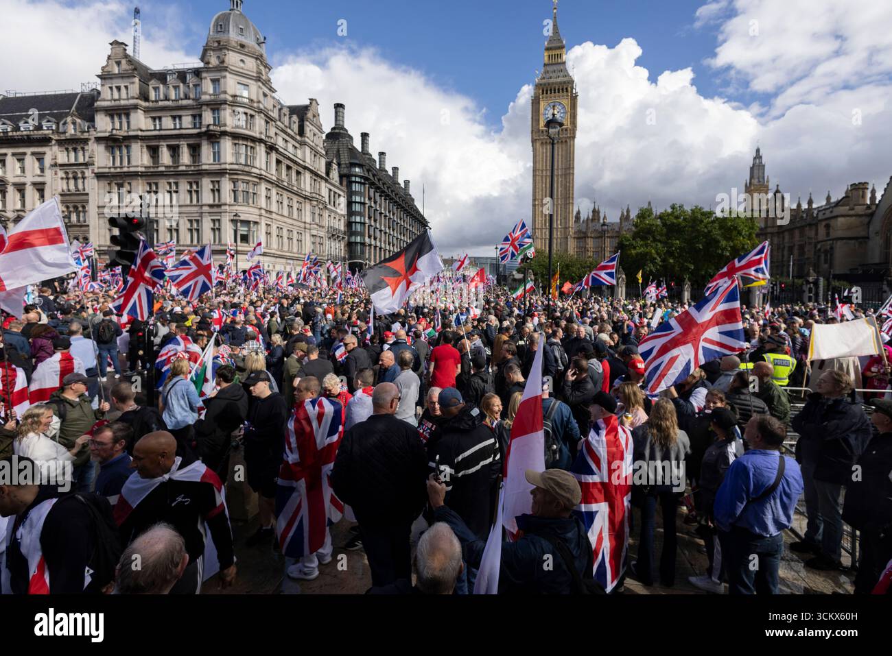 Picture shows Tommy Robinson supporters attending a far-right protest ...