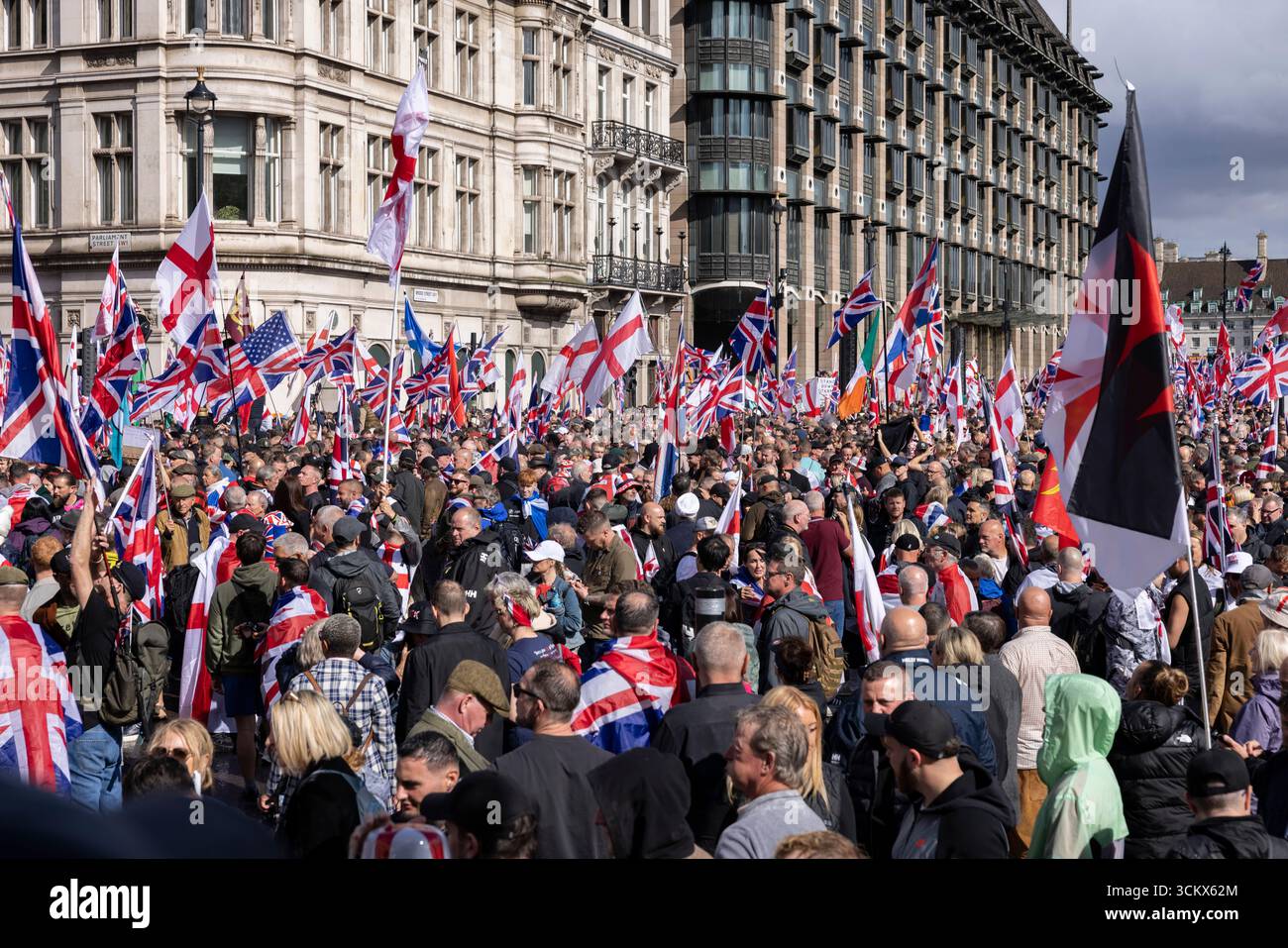 Picture shows Tommy Robinson supporters attending a far-right protest ...